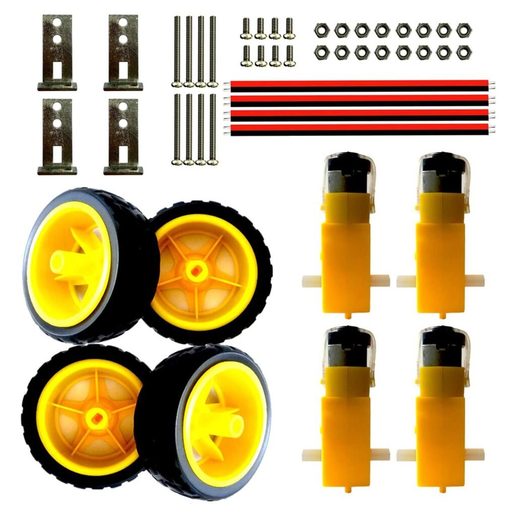 Motor y Rueda Kit -engranaje de doble eje 1:48- con 4 TT Motores y 4 ...